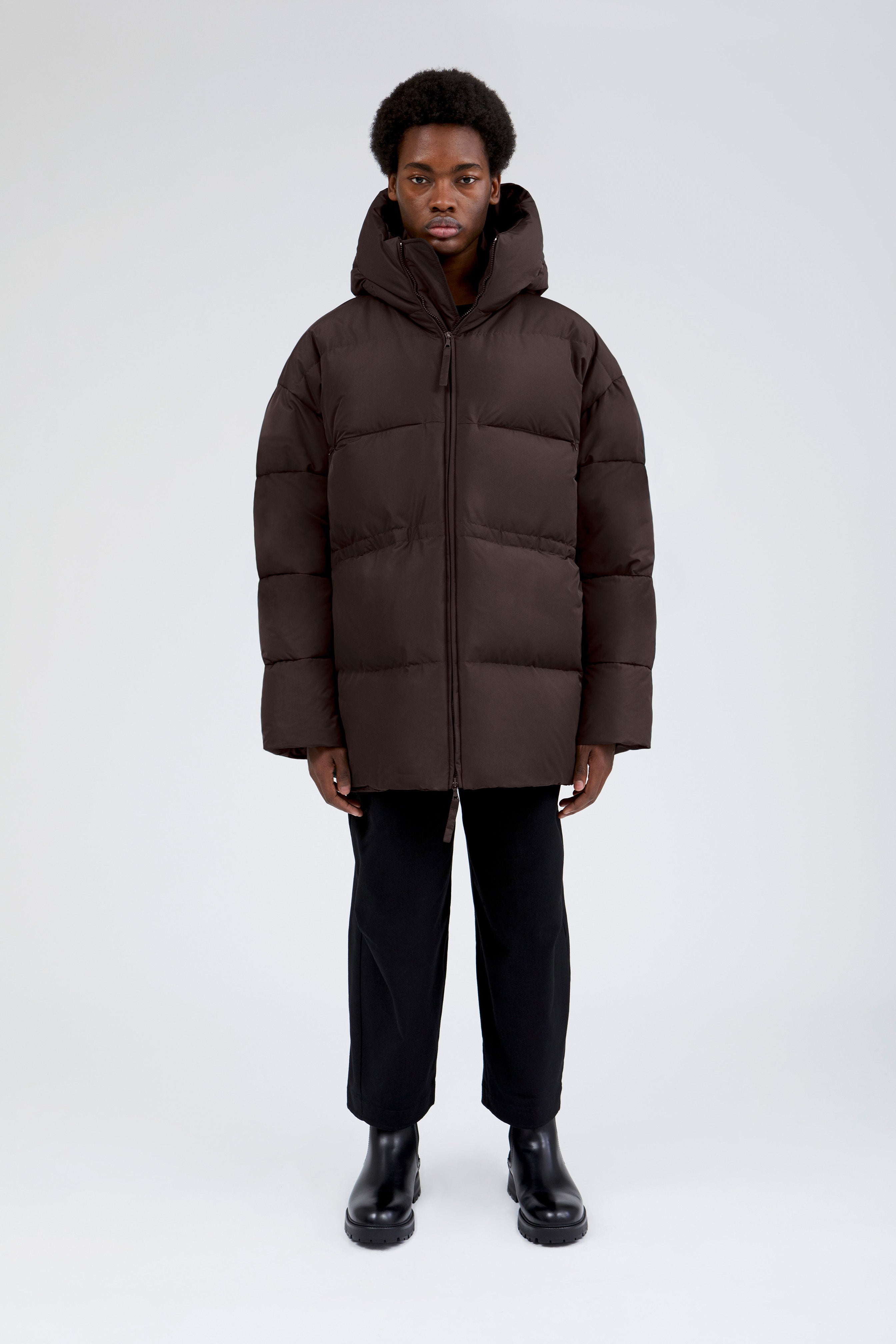 SWISS WASTE JACKET (unisex) – long, chocolate – ROUND RIVERS